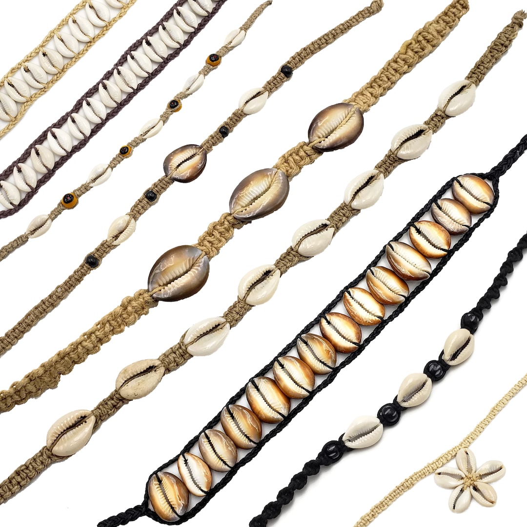 Cowrie Choker Sea Shell Necklace Tiger Cowrie Shell Hemp Jewelry Boho ...