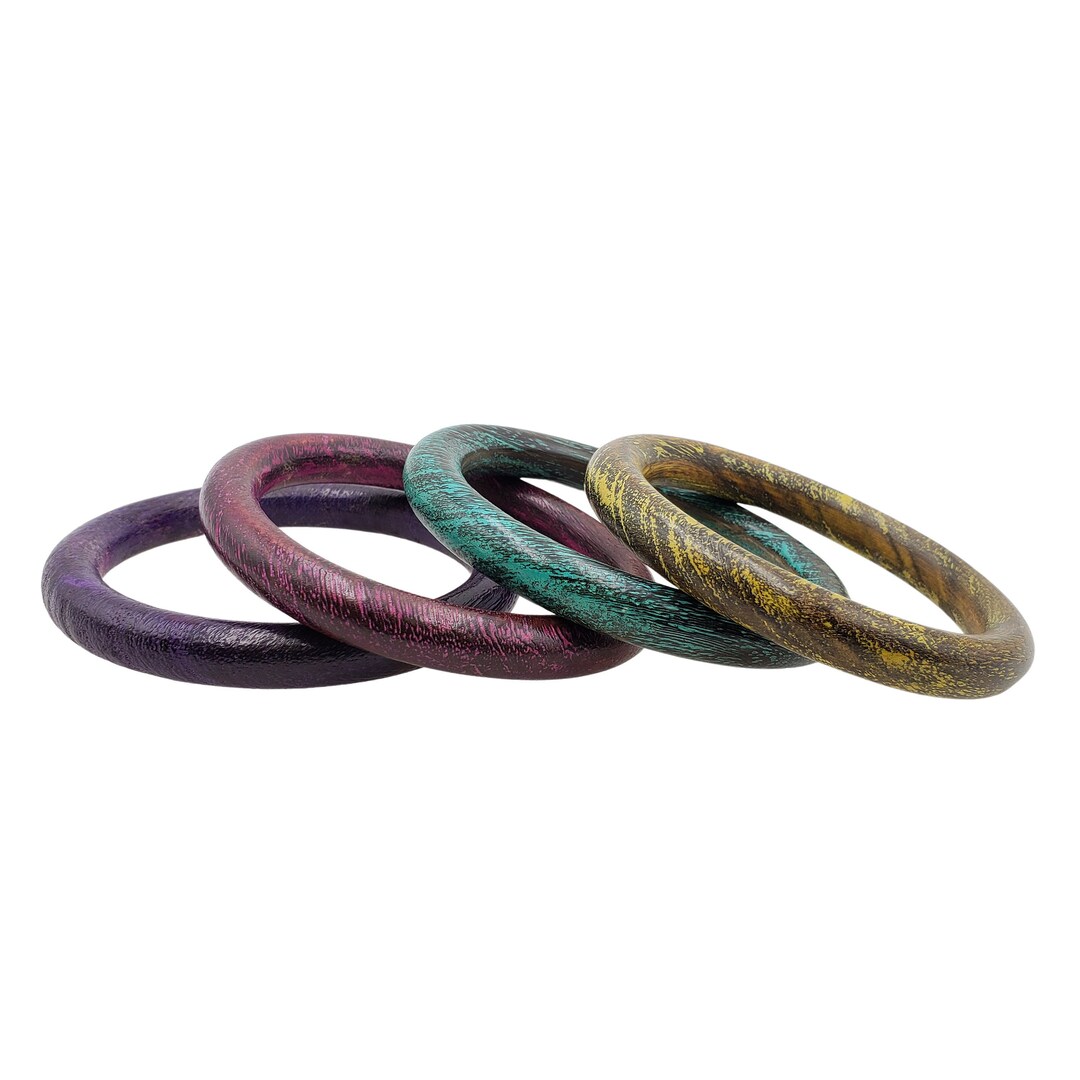 Chunky Set of 4 Wooden Bangle Set African Jewelry Bracelet Boho Gypsy ...
