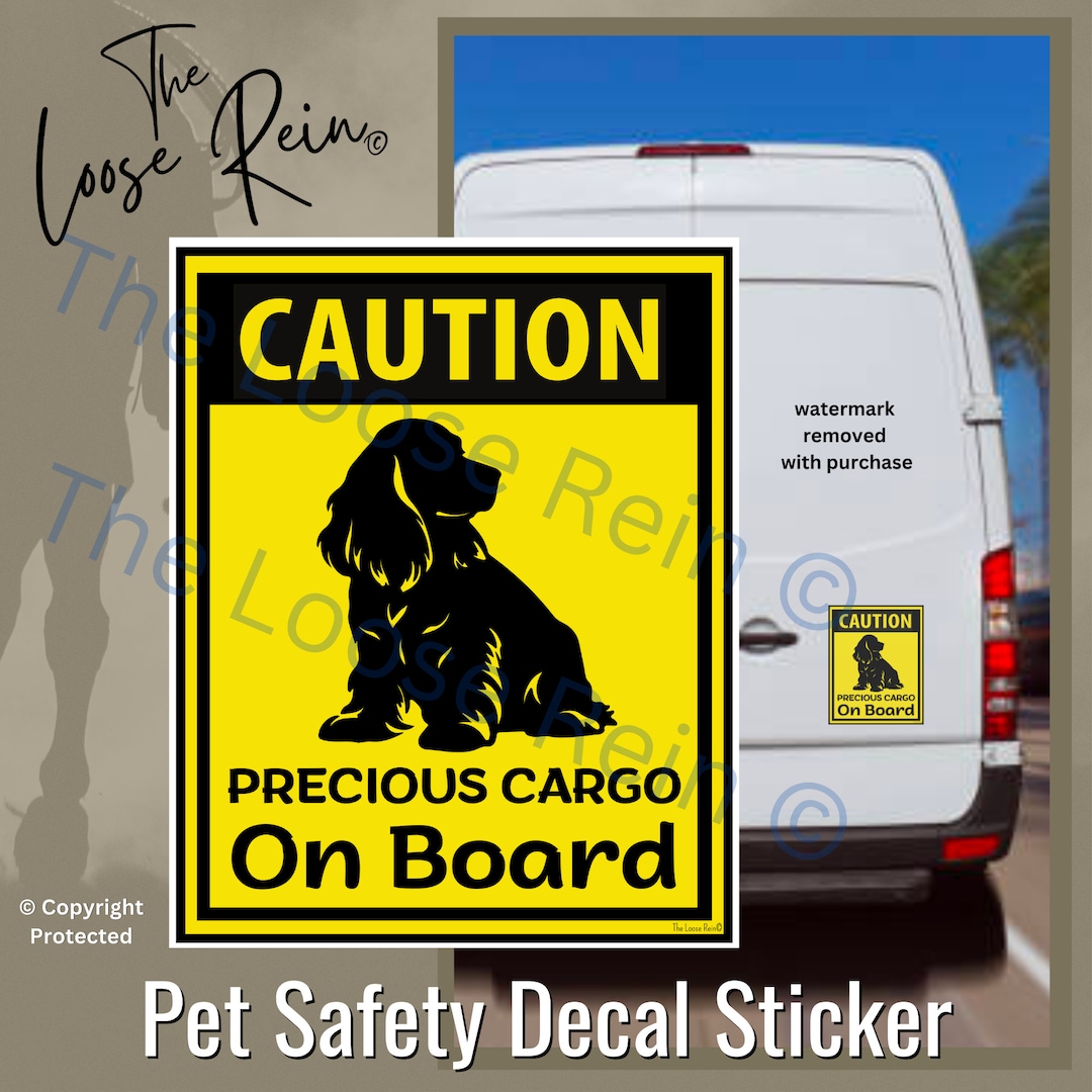 Cocker Spaniel Dog Trailer Decal Sticker, Caution Precious Cargo ...