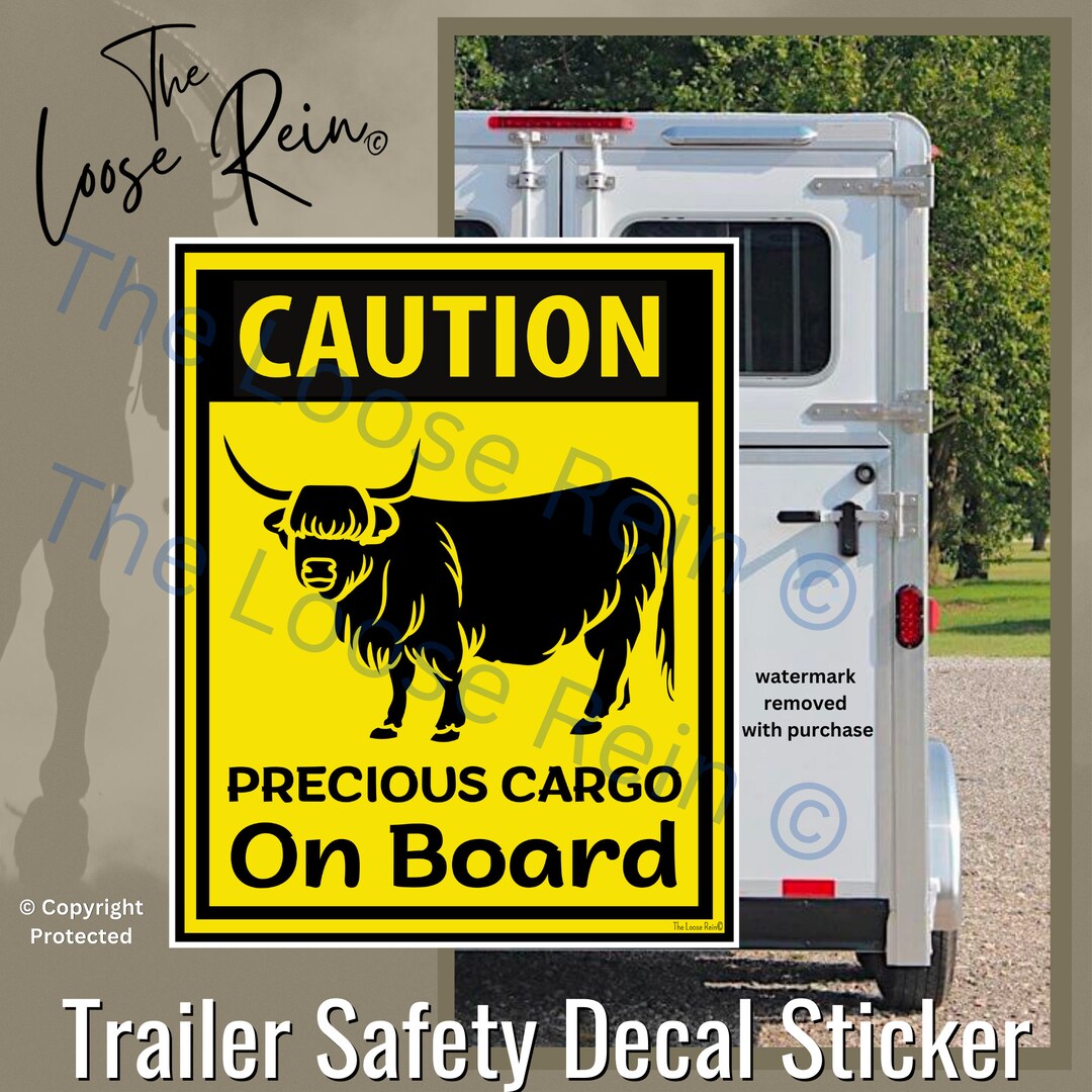 Highland Cow Trailer Decal Sticker, Caution Precious Cargo Highland ...