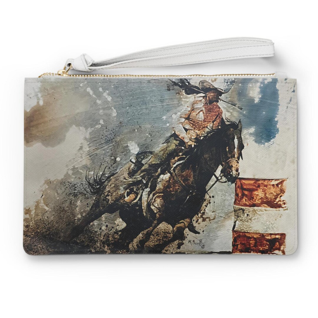 R. Scott Artist Clutch Bag, Barrel Racer Original Art, Western Artist ...