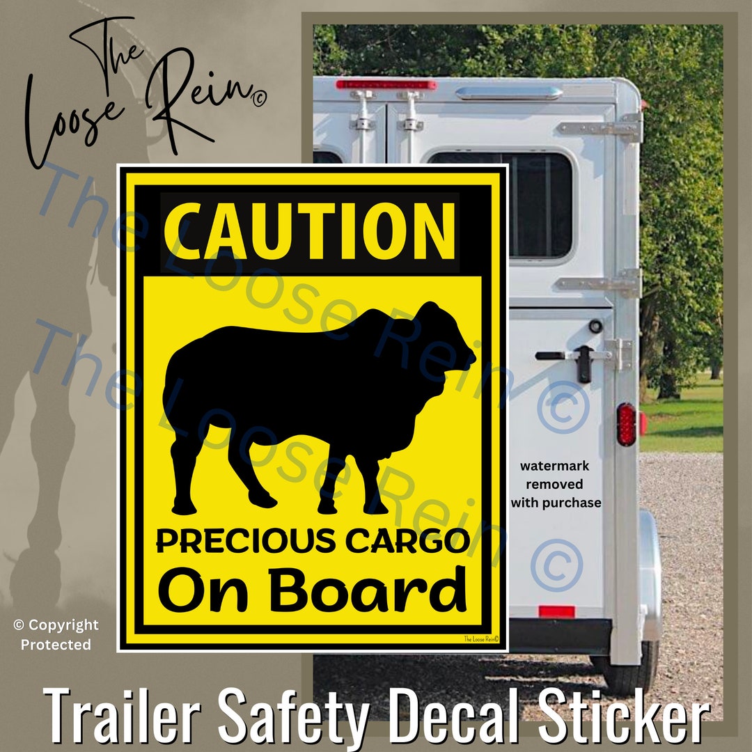 Brahma Bull Trailer Decal Sticker, Caution Precious Cargo Brahma Decal ...