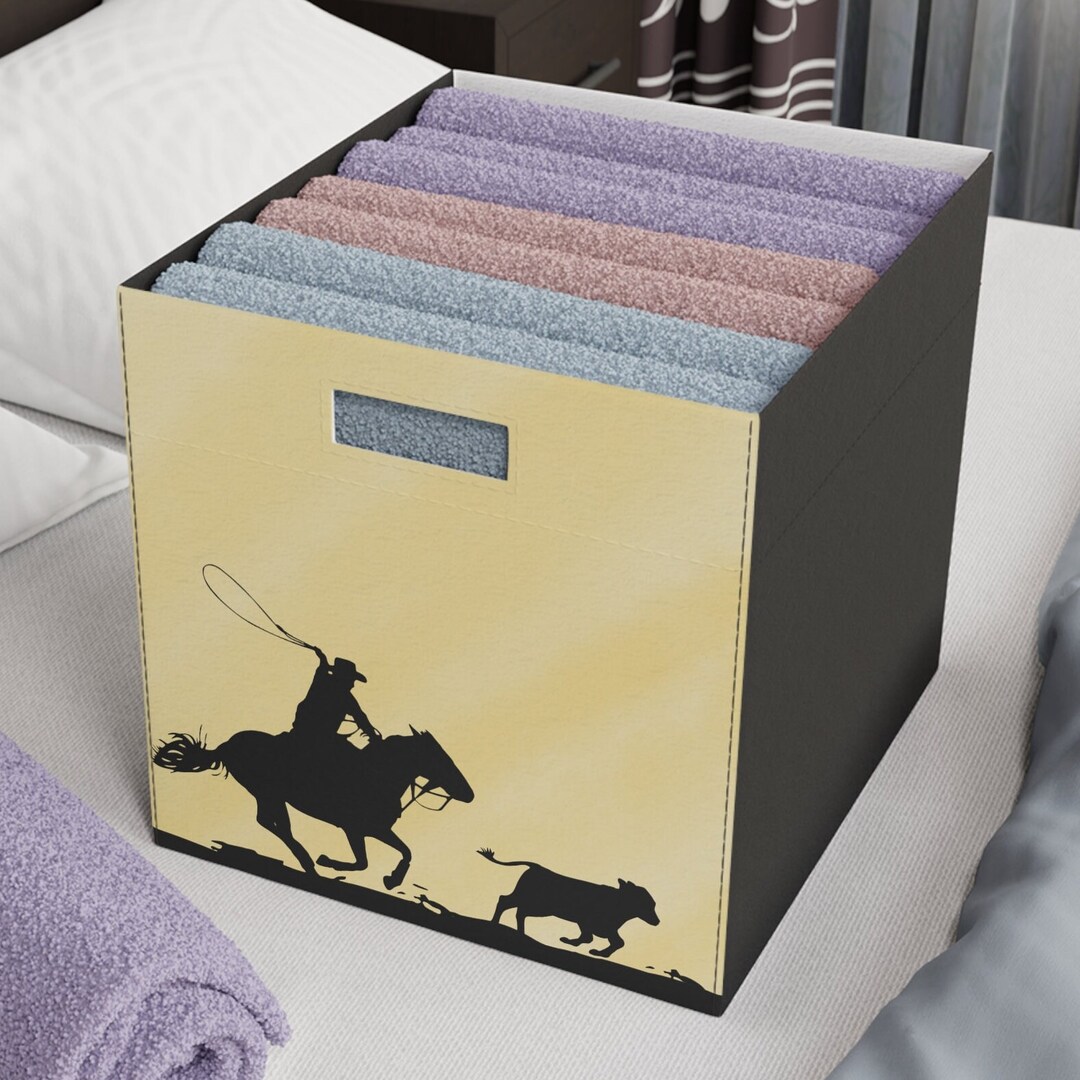 Calf Roping Horse Felt Storage Box - Etsy