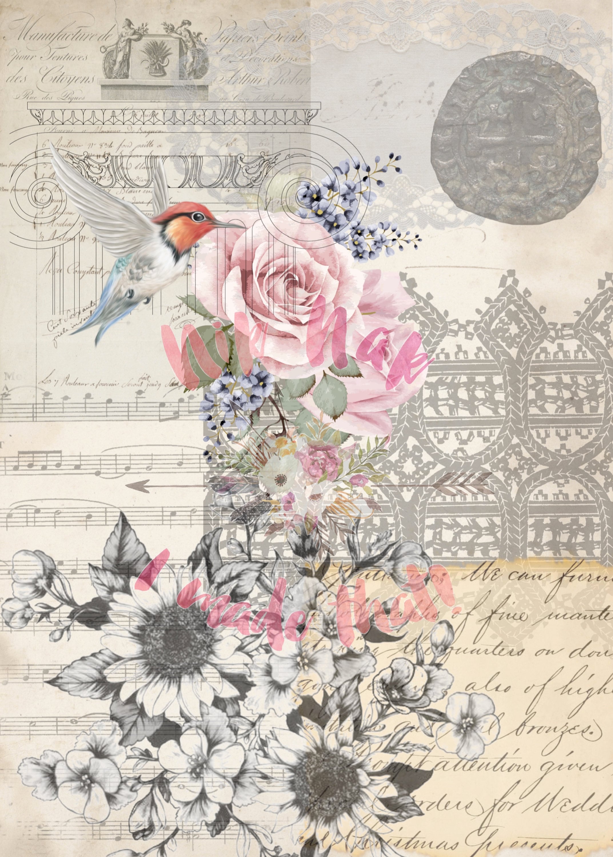 DIGITAL COLLAGE Printable Backgrounds Journaling Instant Download - Etsy