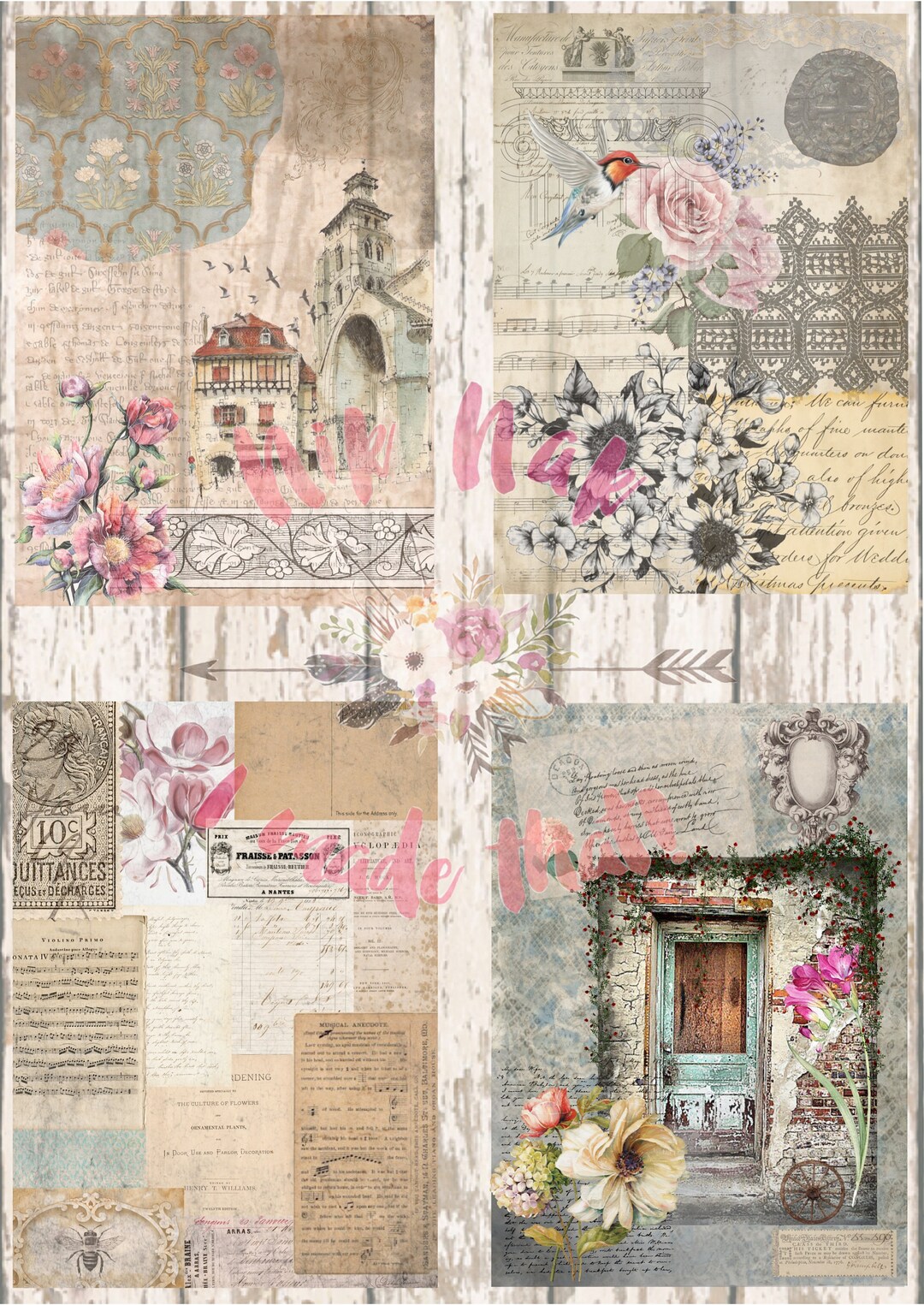 DIGITAL COLLAGE Printable Backgrounds Journaling Instant Download - Etsy