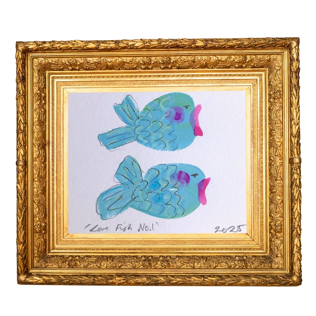 Fish Lovers Original Painting - A6 Miniature Artwork Gift for a Wedding ...