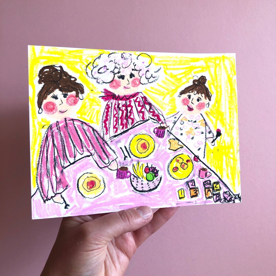 Oil Pastel Family Portrait Original or Print 'mother Grandma Daughte ...