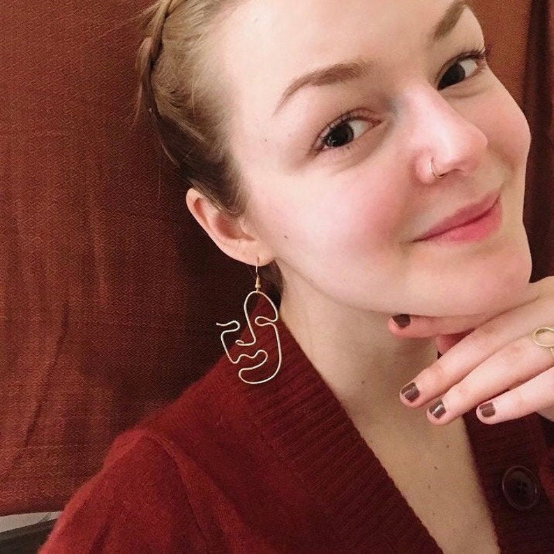 Wire Face Earrings - Etsy