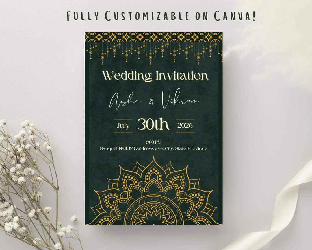 Indian Style Wedding Invitation, Customizable Wedding Invite, DIY ...