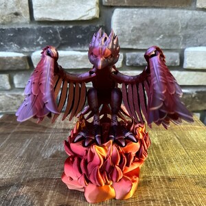 Large Phoenix Fire Stand 3D Printed Articulated Flexible Custom Fidget ...