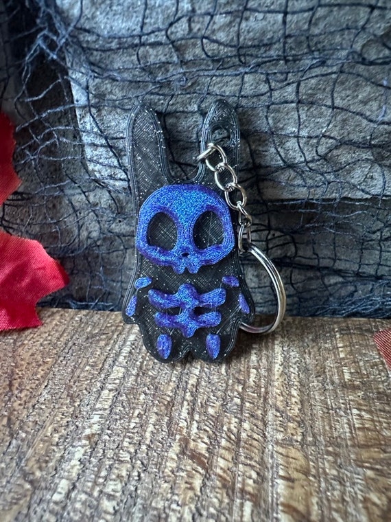 Bunny Skeleton Keychain 3d Printed Custom Halloween - Etsy