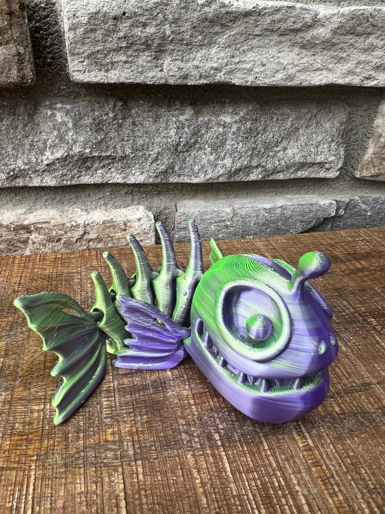 Angler Fish 3d Printed Articulated Flexible Custom - Etsy