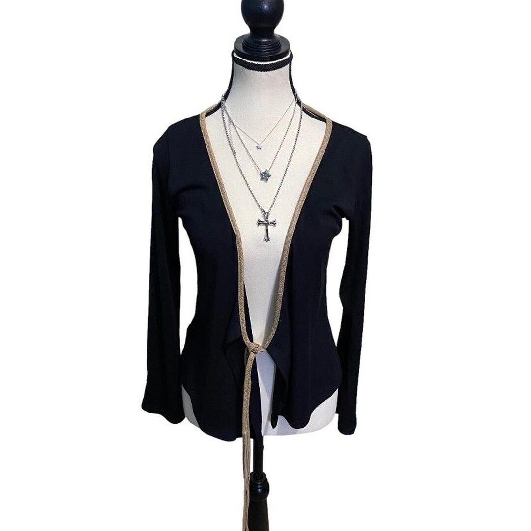 Y2k Italian Black Wrap Cardigan - Etsy