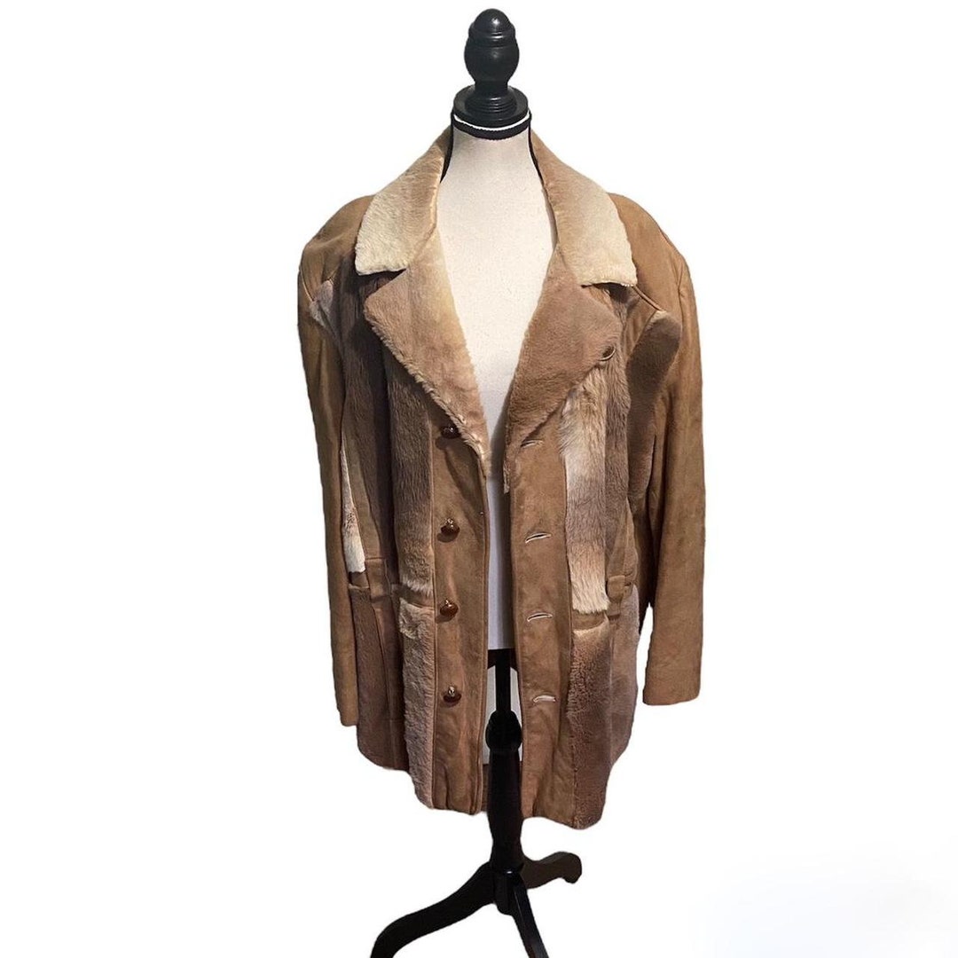 Vintage A Robert Lewis Idea Rabbit Fur Suede Coat - Etsy
