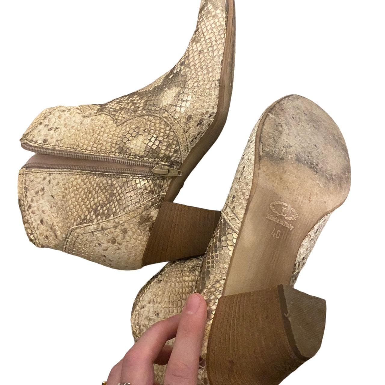 Vintage Italian Python-embossed Gold Ankle Boots - Etsy