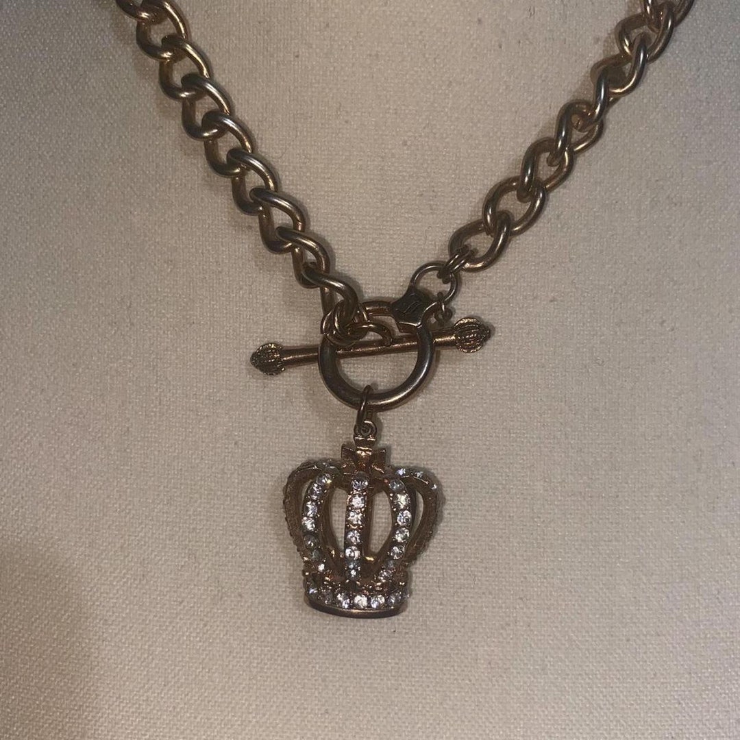 RARE Juicy Couture Gold Brass Crown Chain Necklace - Etsy