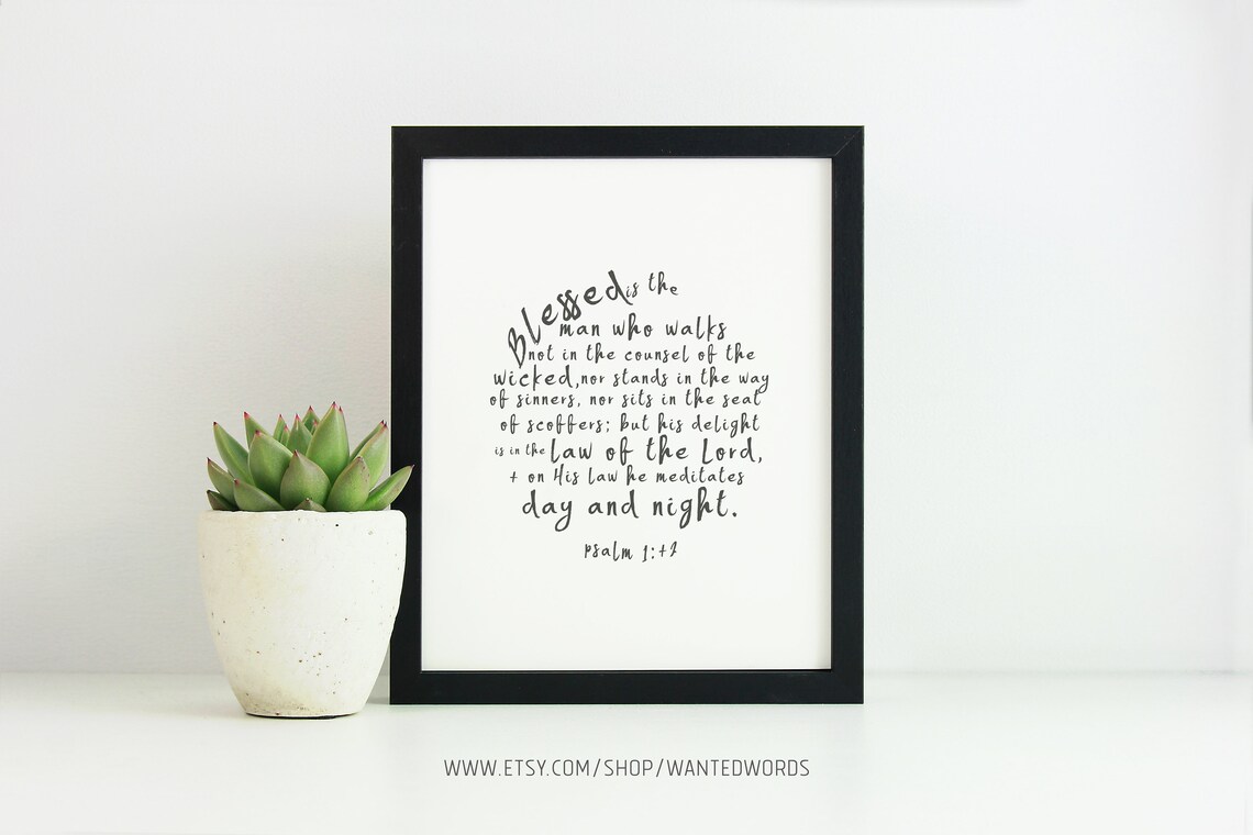 Blessed is the Man Psalm 1:12 Bible Verse Printable His - Etsy