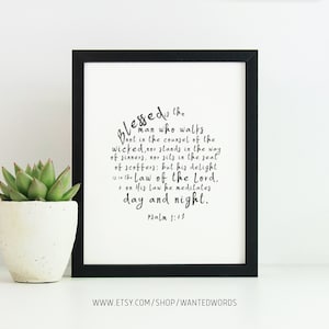 Blessed is the Man Psalm 1:12 Bible Verse Printable His Delight is in ...