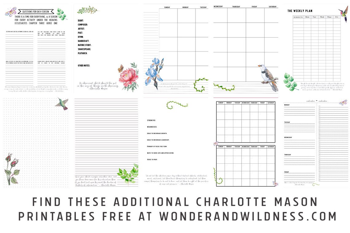 Charlotte Mason Set of 8 Printable Bundle Lot Encouraging - Etsy