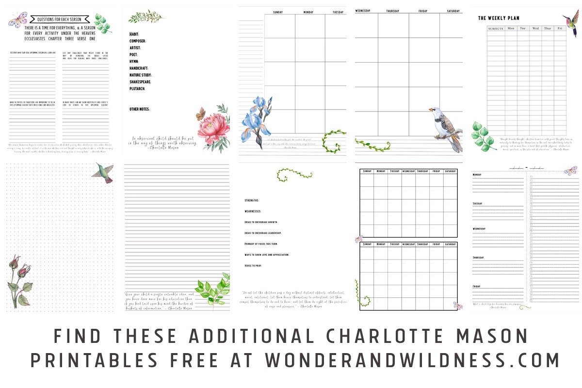 Charlotte Mason Set of 8 Printable Bundle Lot Encouraging Homeschool ...