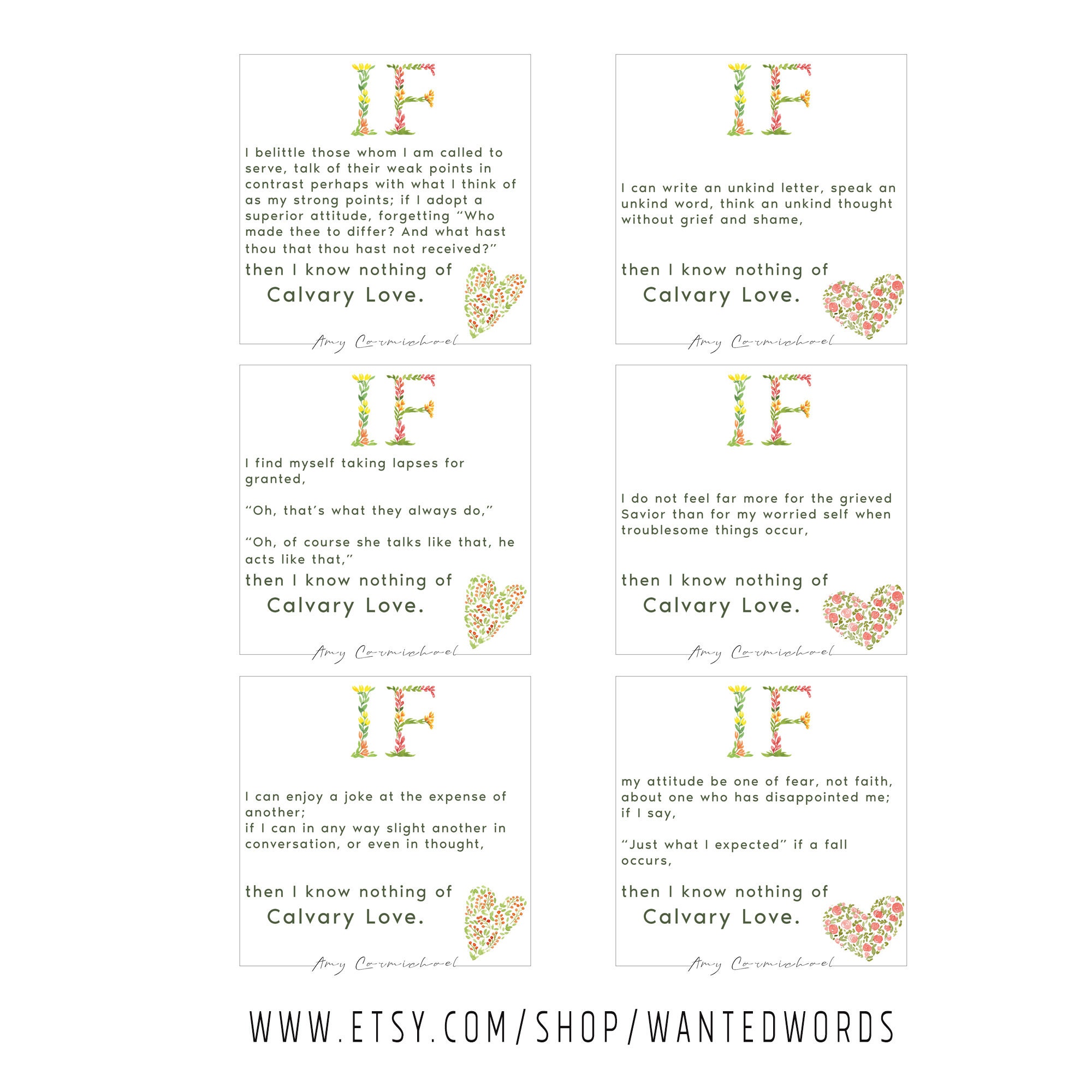 Amy Carmichael Collection of 6 IF Poem Printables to Print at Home ...