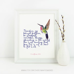 1 Corinthians 15:58 Bible Verse | Printable Wall Art - Etsy