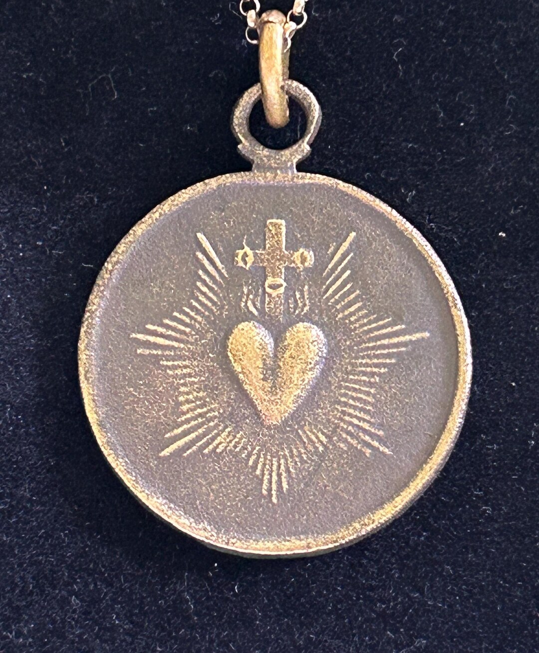 Rare Antique Radiant French Sacred Heart of Jesus Immaculate Heart of ...