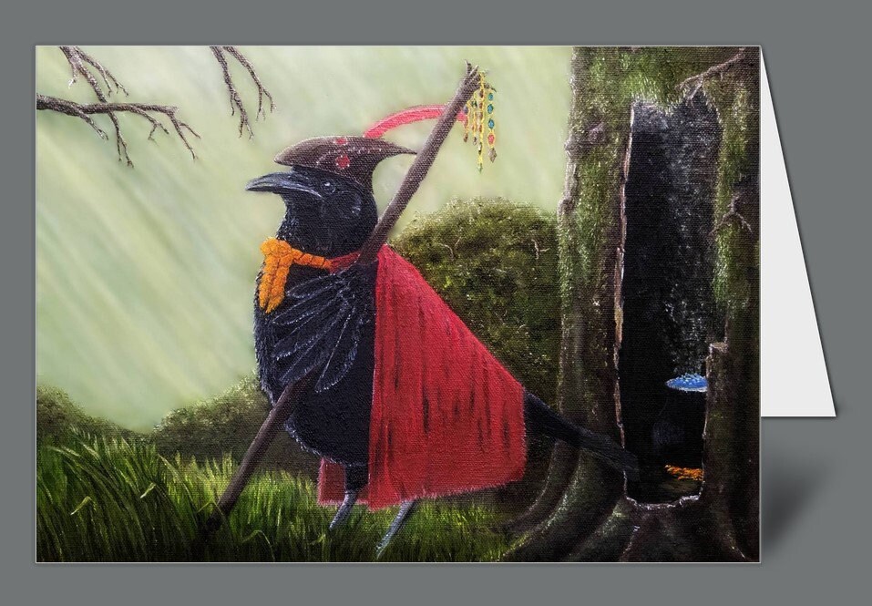 Crow Mage Card set of 4crow Card, Wizard Card, Mage Card, Fantasy Card ...