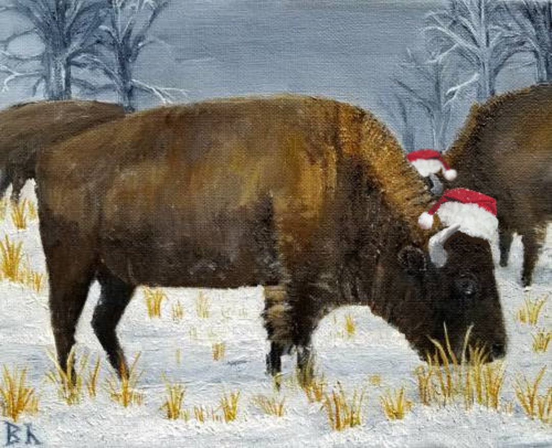 Buffalo Christmas Card [SET of 5 or 10]: Bison Card, Holiday Card ...