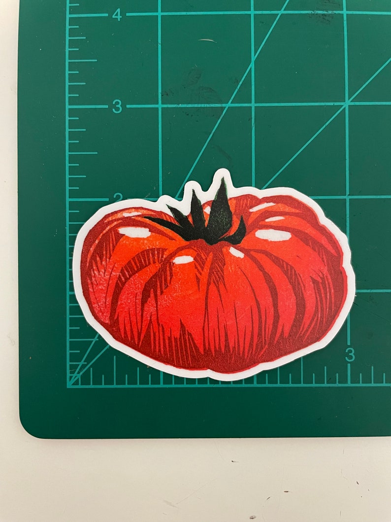 Heirloom Linocut Tomato Sticker Permanent Semi Gloss - Etsy