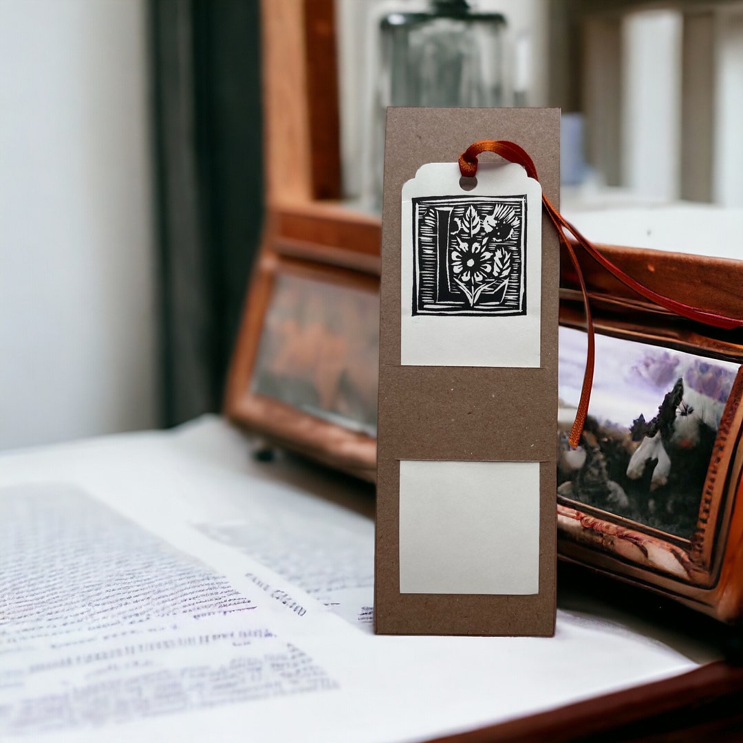 Linocut Monogram Bookmark Alphabet Bookmark Initials Personal Bookmark ...