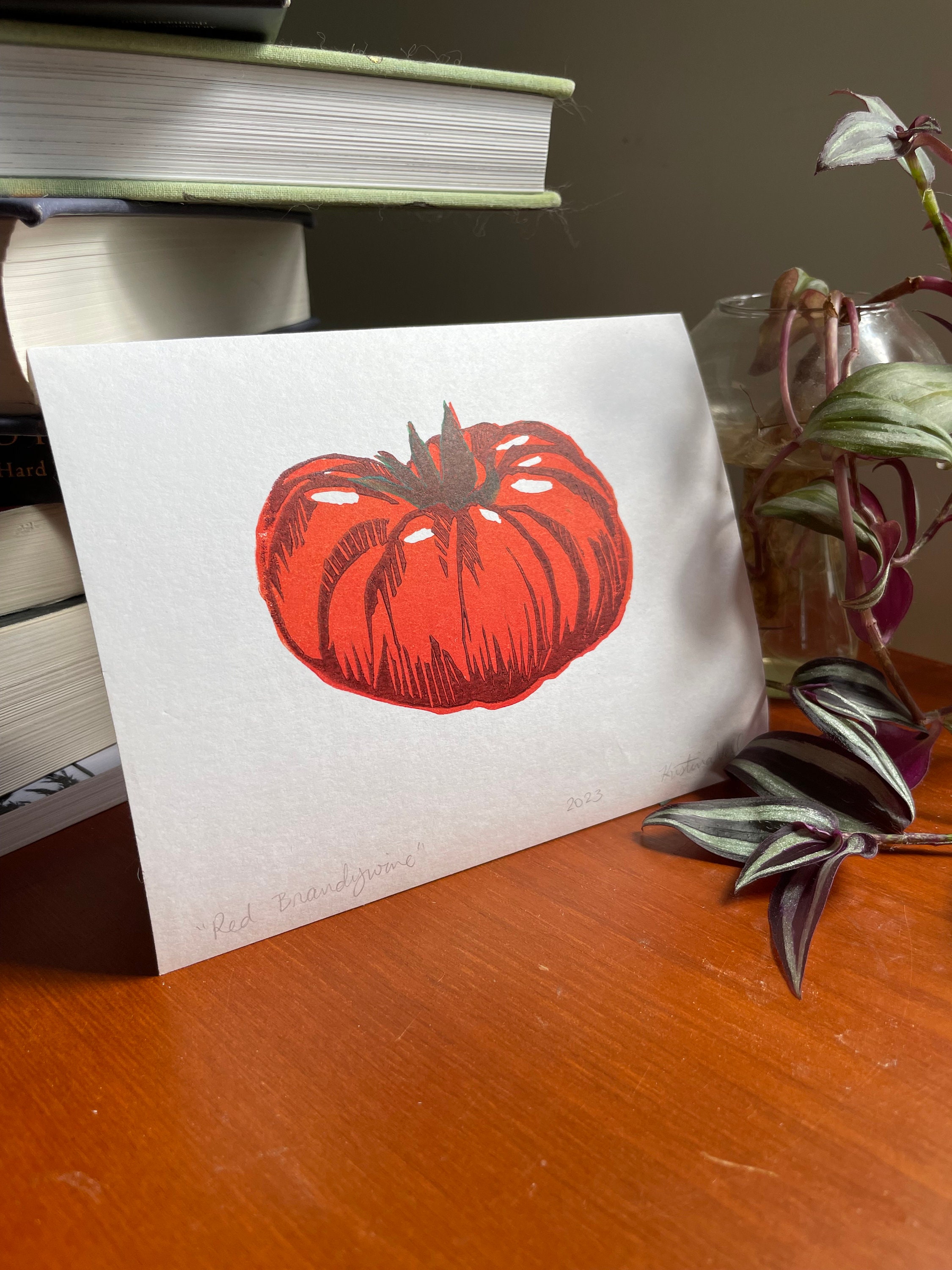 Red Heirloom Tomato Linocut Print Garden Print Red Tomato - Etsy