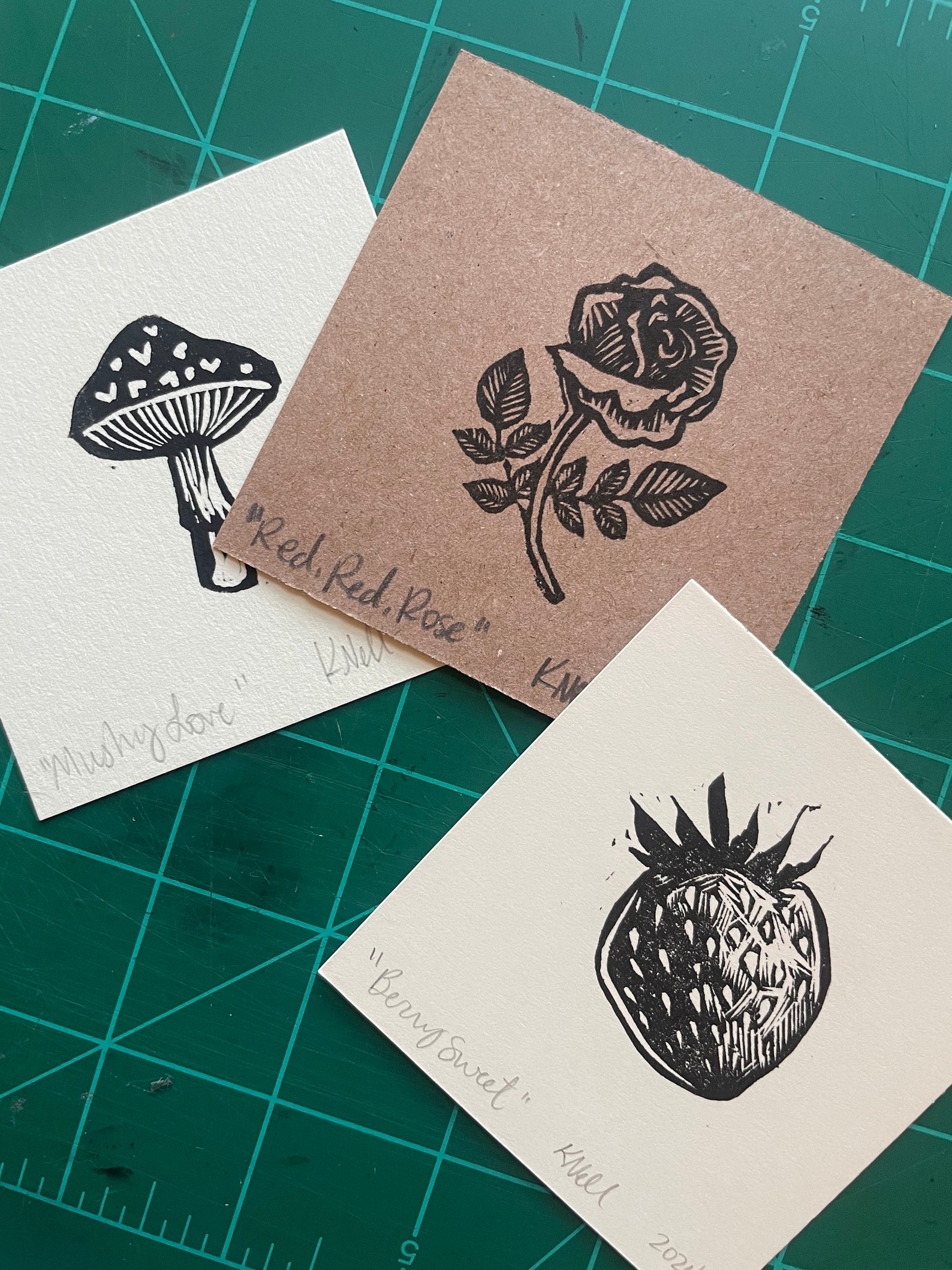 Strawberry Mini Print | Strawberry Linocut | Strawberry Art - Etsy