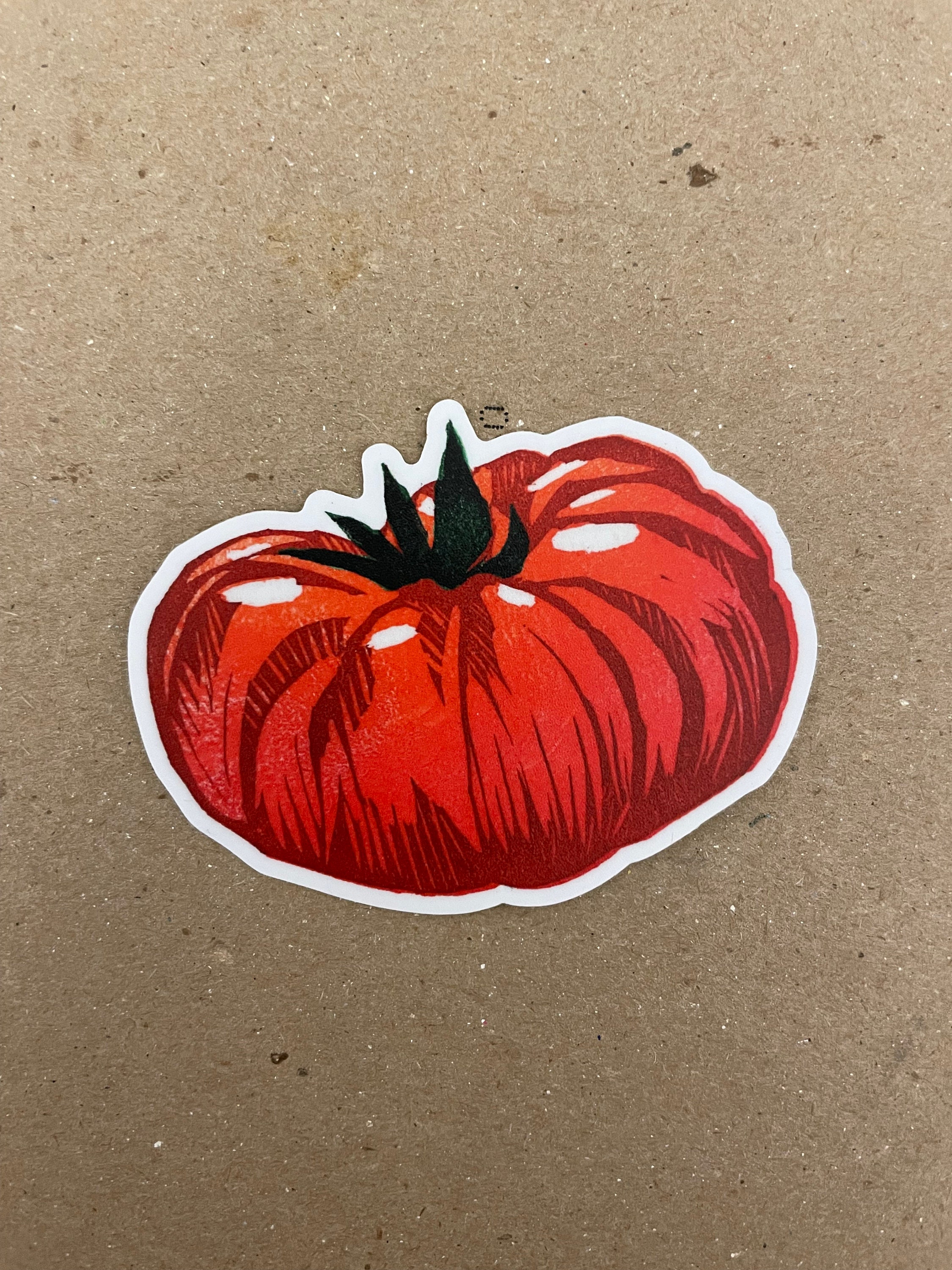 Heirloom Linocut Tomato Sticker | Permanent Semi Gloss | Fried Green ...