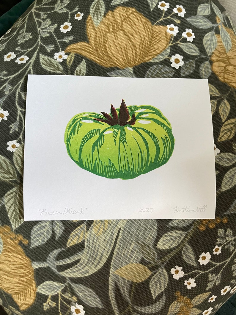 Heirloom Tomato Linocut Print | Hand Made Print | Garden Print | Fried ...