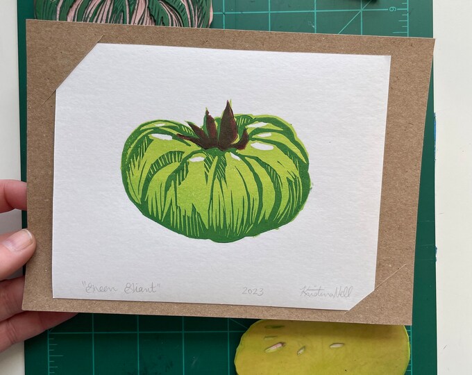 Heirloom Tomato Linocut Print | Hand Made Print | Garden Print | Fried ...