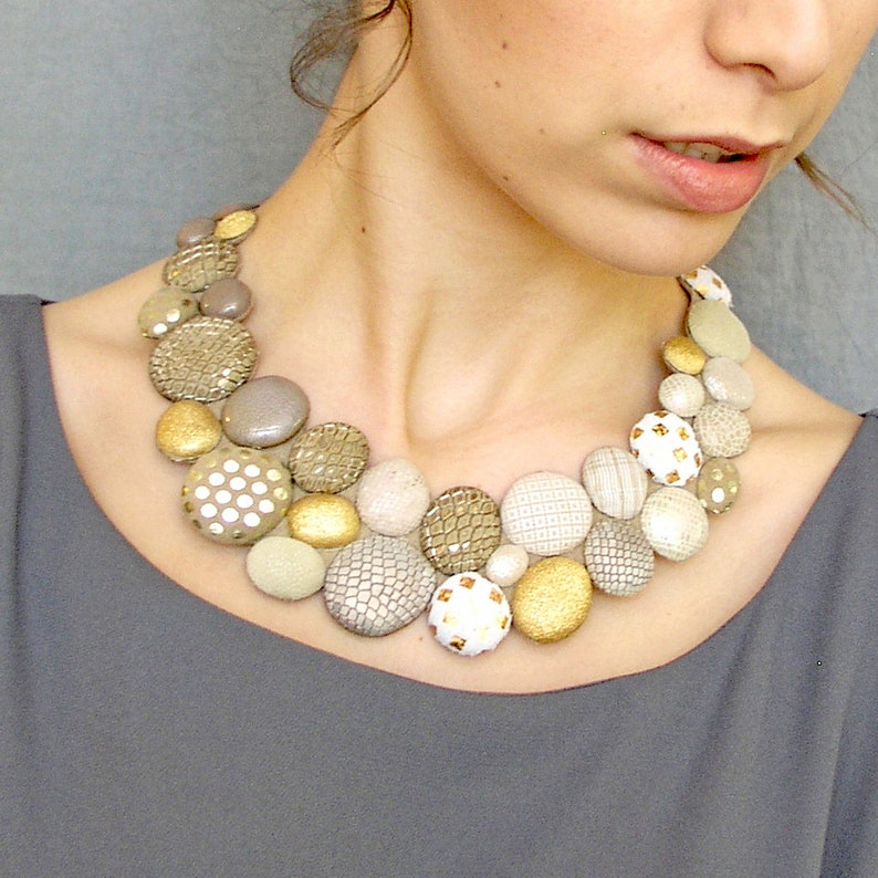 Bib Necklace, Bib Jewelry, Leather Necklace, Blue Necklace, One of a ...