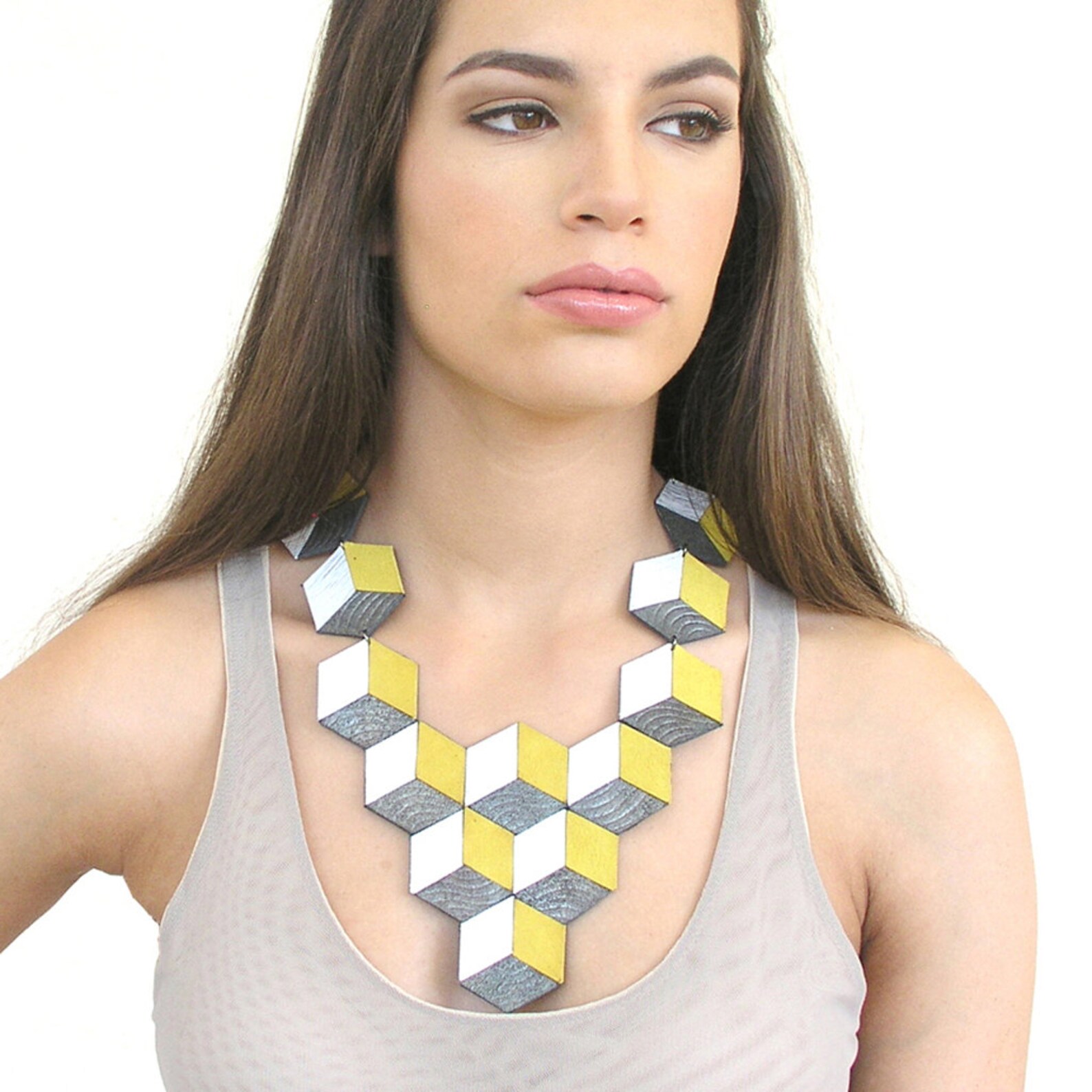 Gold Statement Necklace Statement Jewelry Geometric - Etsy