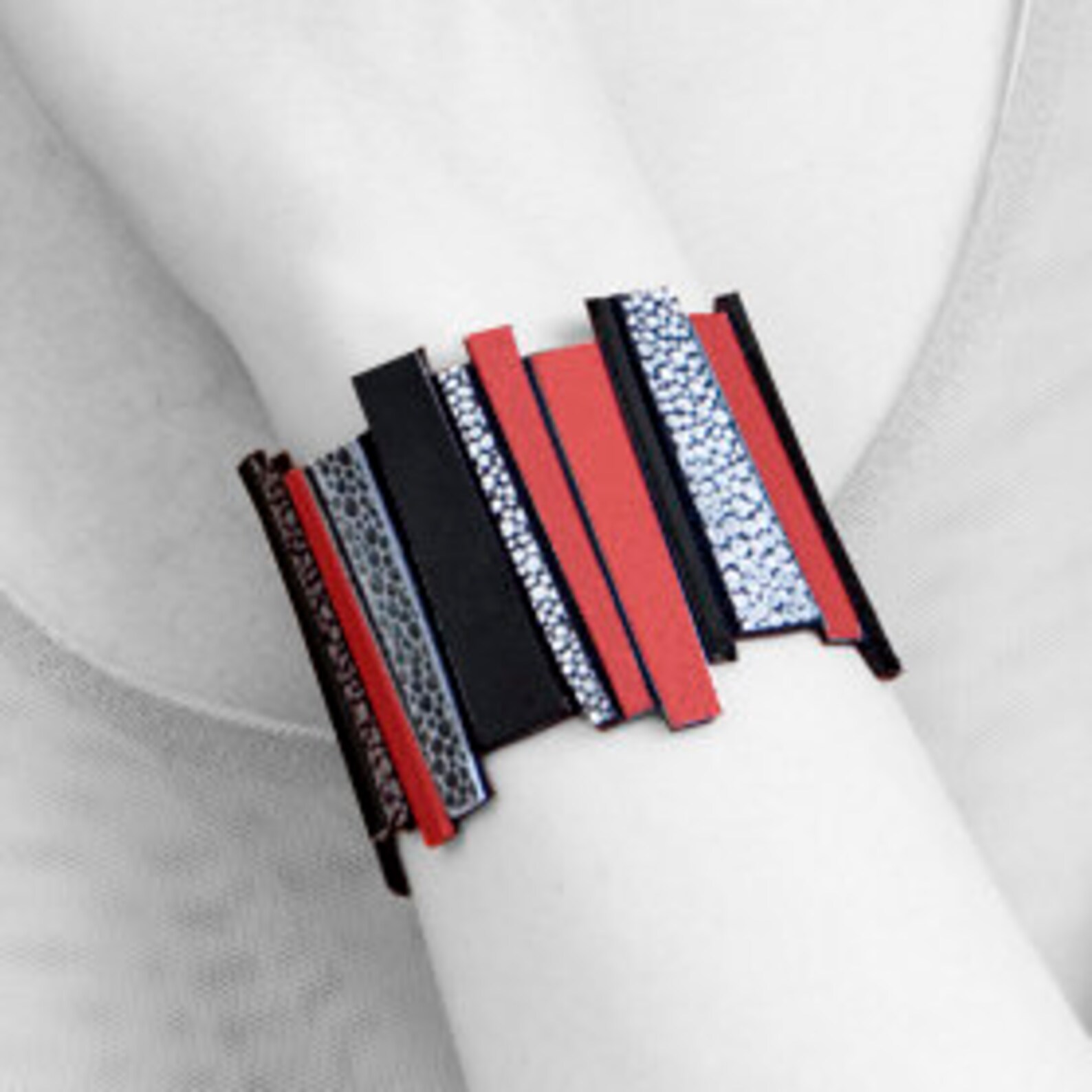 Large Bracelet, Leather Bracelet for Women, Statement Bracelet, Red ...