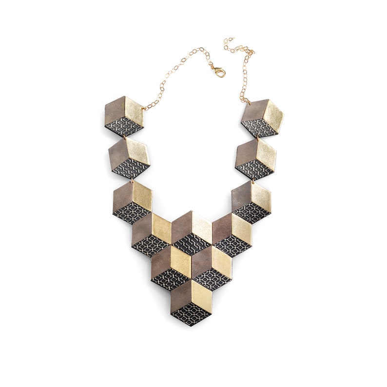 Gold Statement Necklace Statement Jewelry Geometric - Etsy