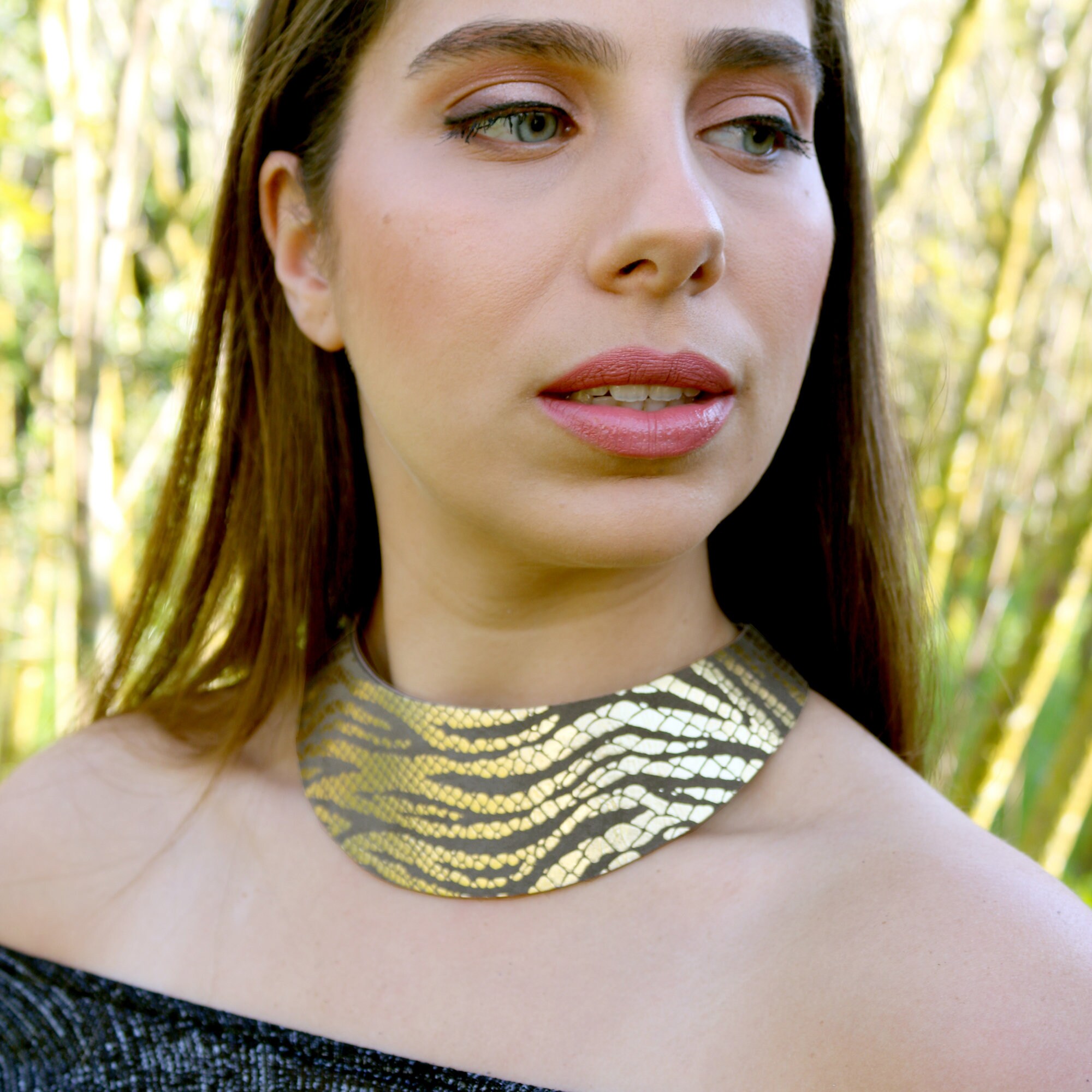 Black Leather Choker Necklace | Unique Modern Jewelry | Statement ...