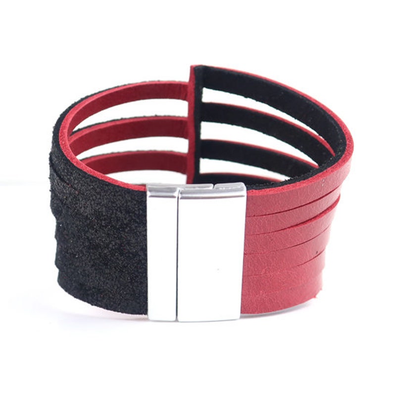 Modern Red Bracelet Statement Leather Bracelet Statement - Etsy