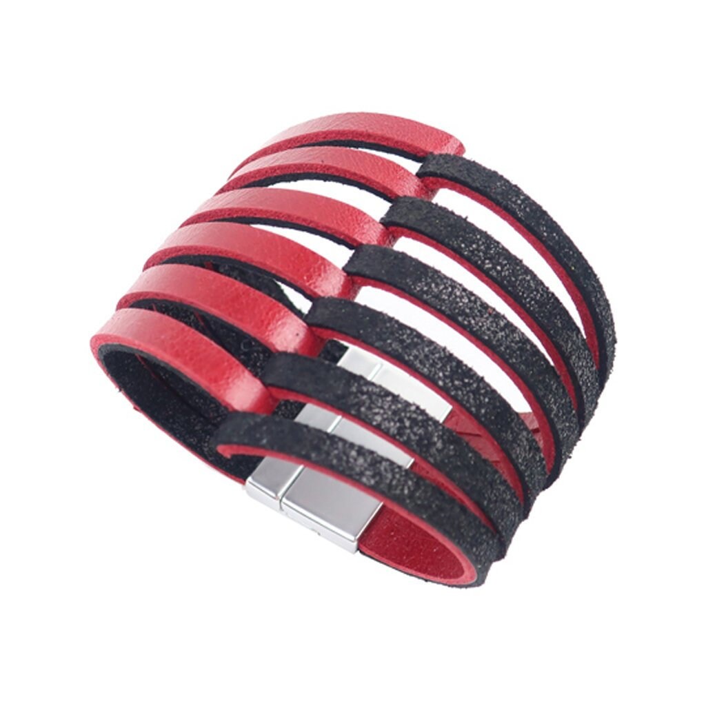 Modern Red Bracelet Statement Leather Bracelet Statement - Etsy