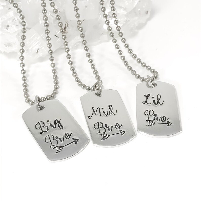 Big Bro Mid Bro Lil Bro Dog Tag Necklace - Big Brother Middle Brother ...