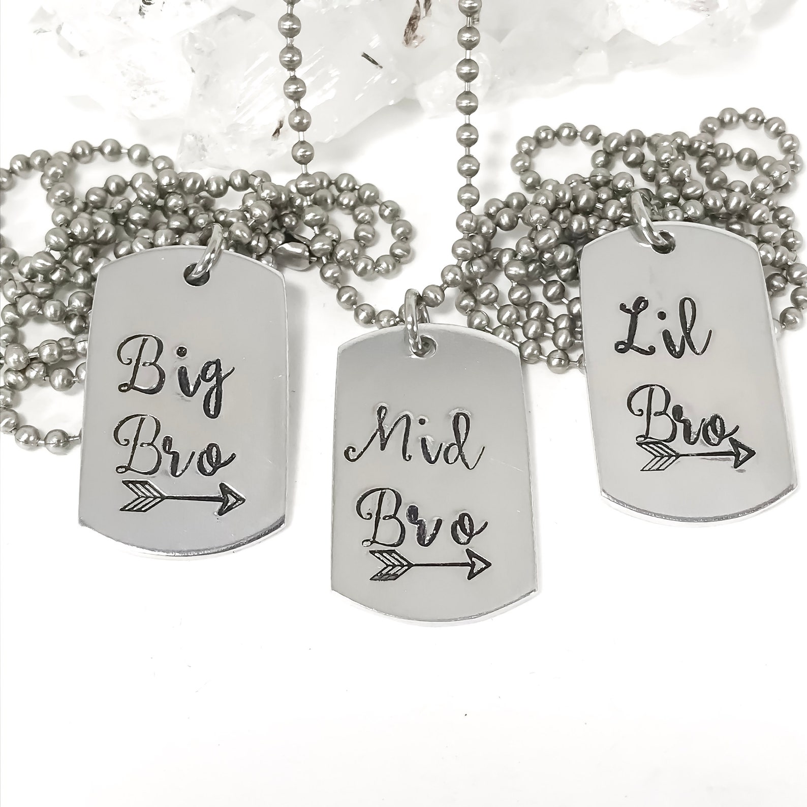 Big Bro Mid Bro Lil Bro Dog Tag Necklace Big Brother Middle - Etsy
