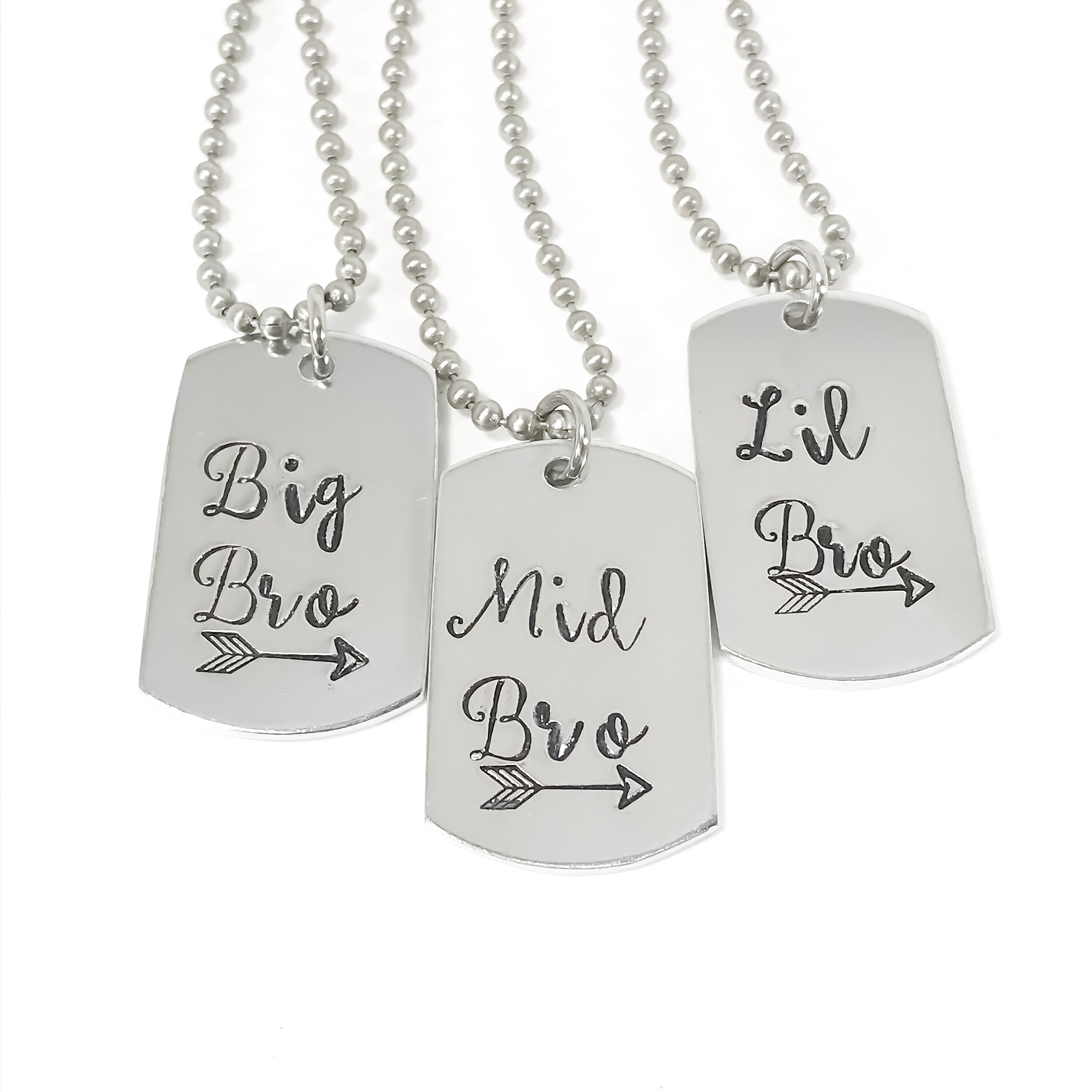 Big Bro Mid Bro Lil Bro Dog Tag Necklace Big Brother Middle - Etsy