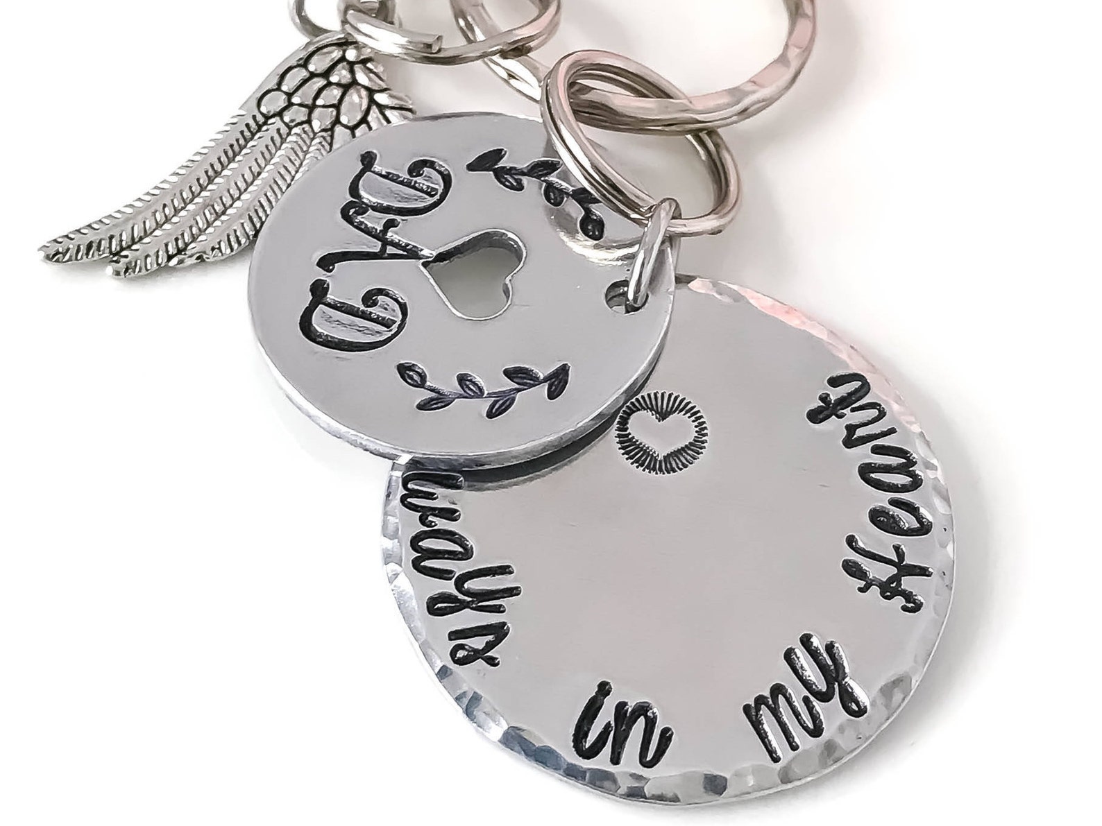 Memorial Keychain Dad and Mom Always In My Heart Sympathy | Etsy