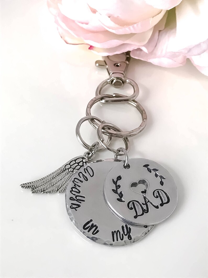 Memorial Keychain Dad and Mom Always In My Heart Sympathy | Etsy
