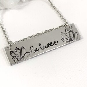 Balance Necklace - Mindful Jewelry - Crystal Cluster Hand Stamped ...