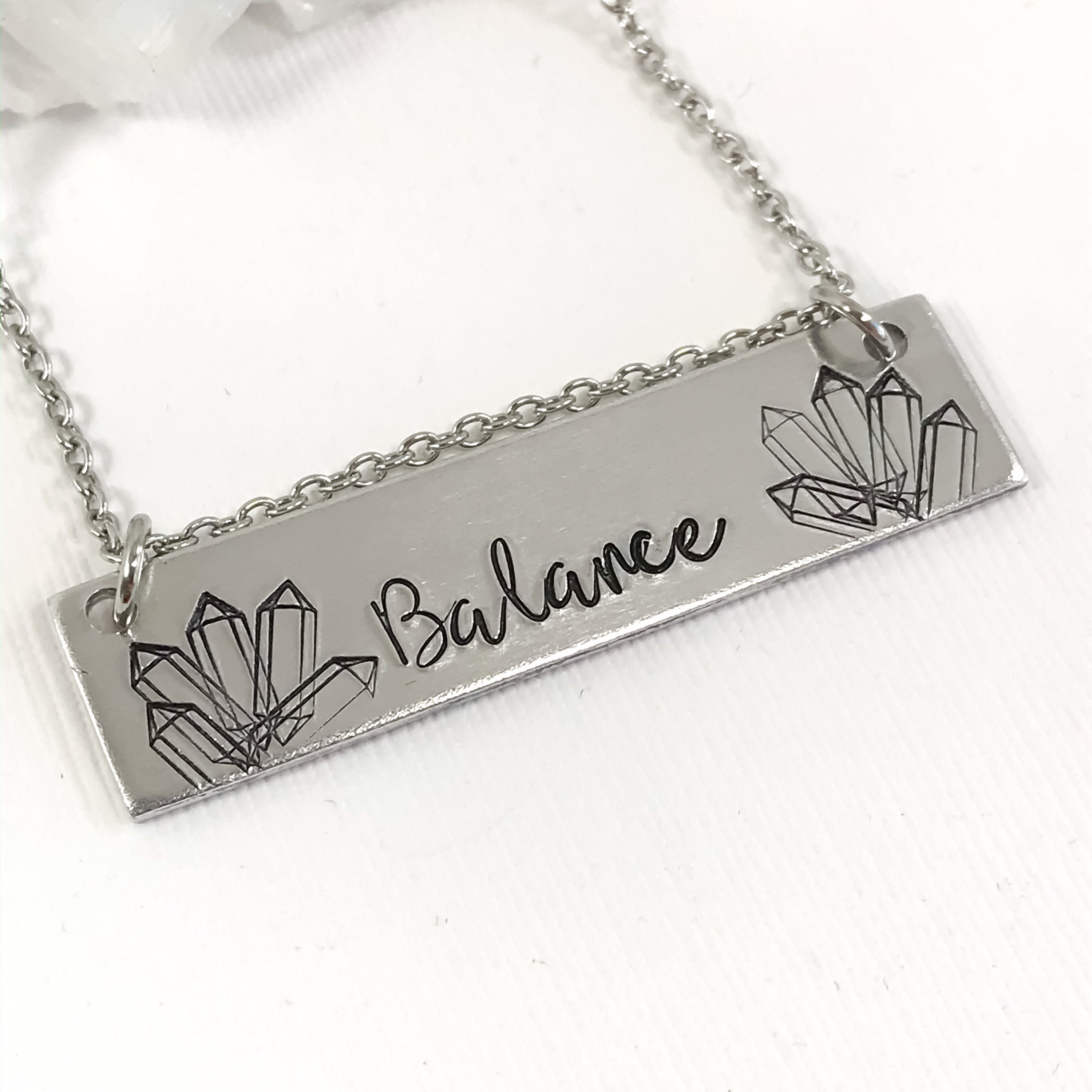 Balance Necklace Mindful Jewelry Crystal Cluster Hand | Etsy